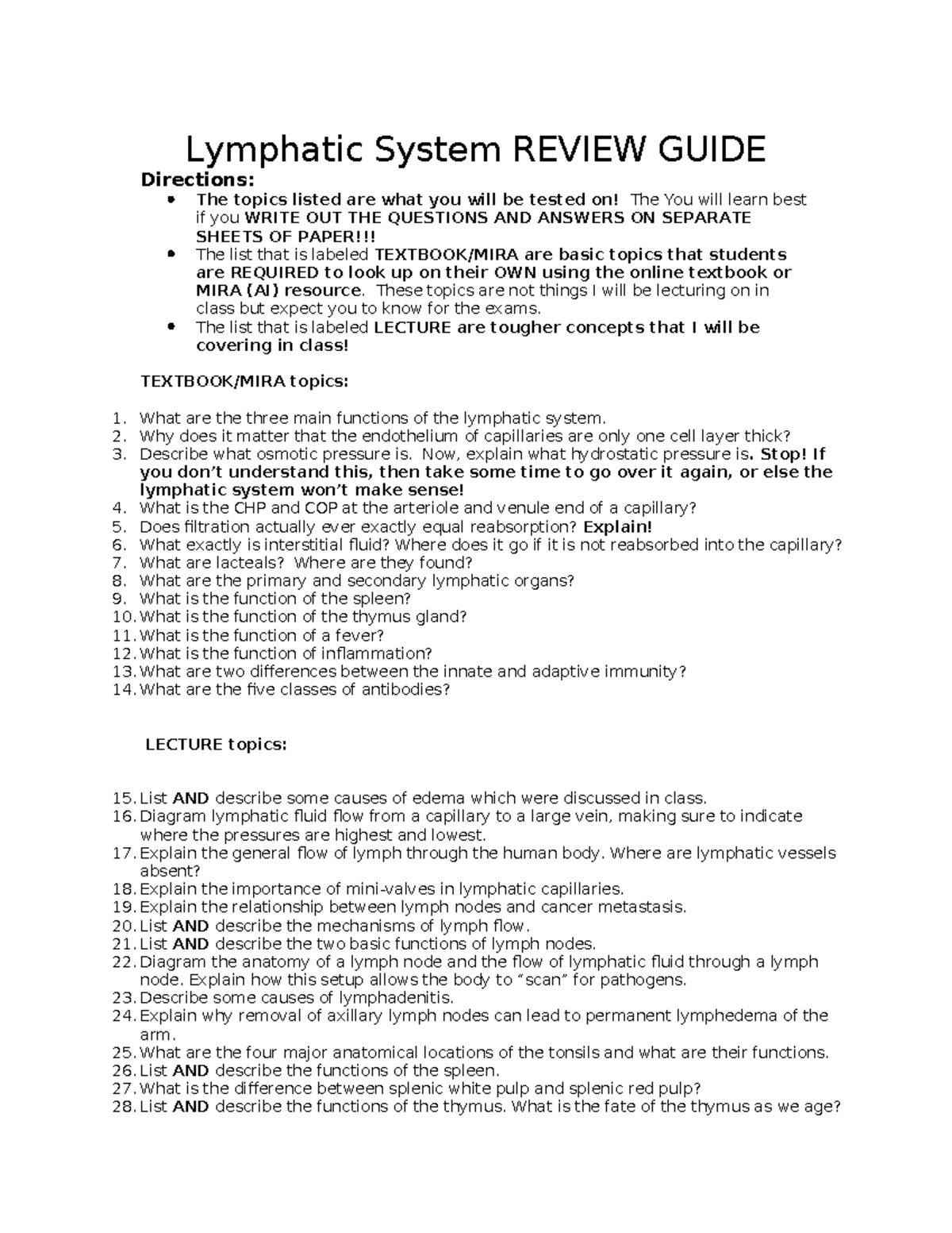 Lymphatic System Exam Review Guide: Key Topics & Concepts - Studocu
