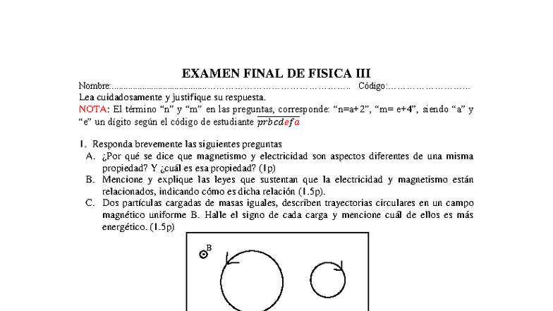 Examen Final de Física III 2022: Magnetismo y Electricidad - Studocu