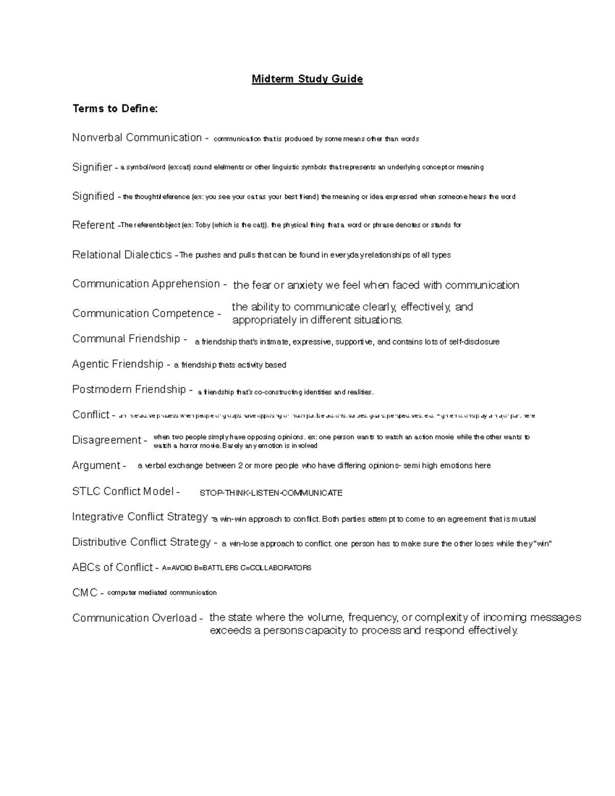 COMM 101 Midterm Study Guide: Key Terms in Nonverbal Communication - Studocu