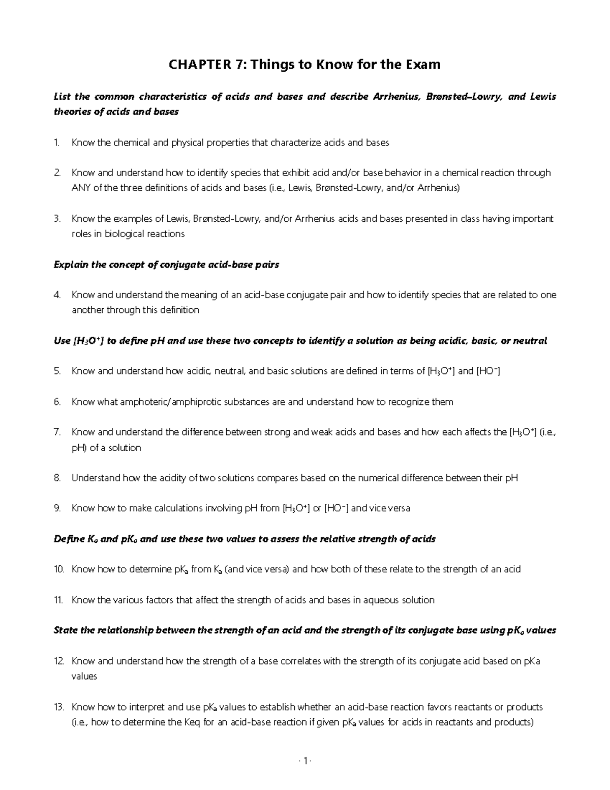 Chapter 7 Things to Know - ∙ 1 ∙ CHAPTER 7: Things to Know for the Exam ...