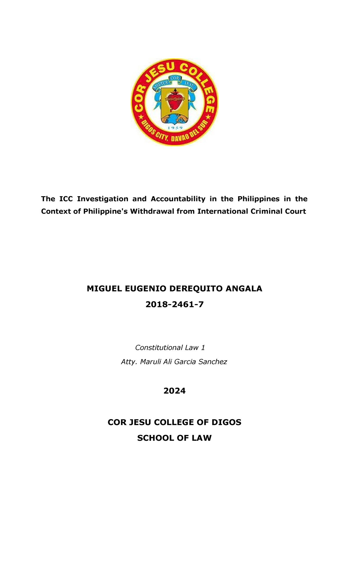 ICC Investigation and Accountability in the Philippines: Legal Insights ...