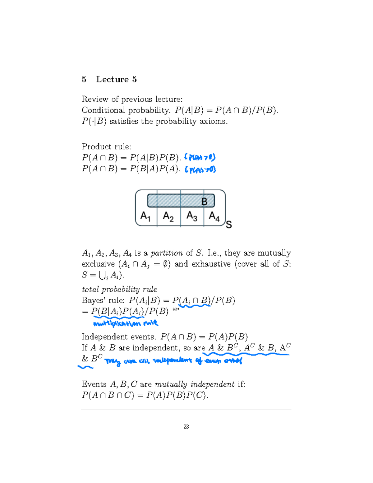 Lecture 18 - Review of Conditional Probability and Independence ...