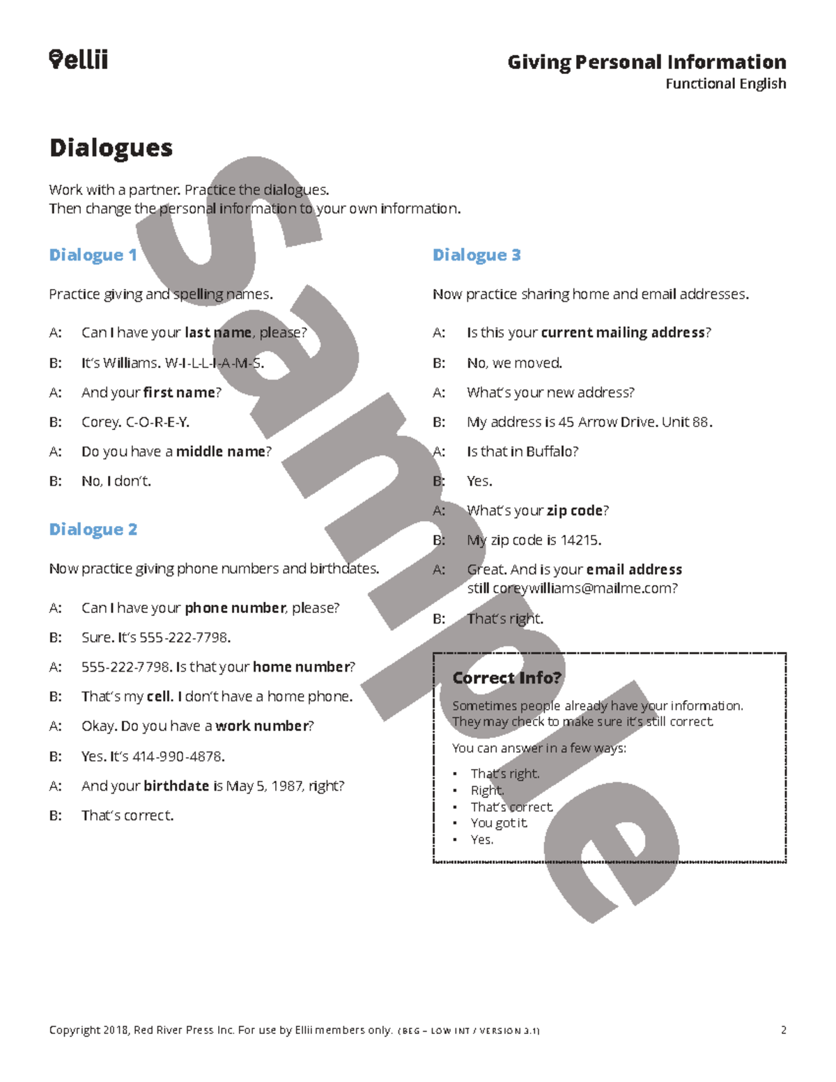 Functional English Role Play: Giving Personal Information Tasks - Studocu