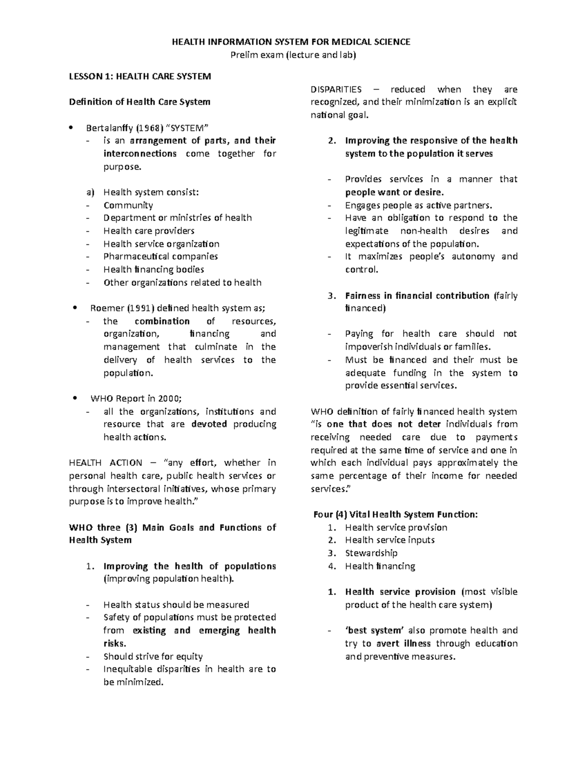 Health Information System ICTM transes - Prelim exam (lecture and lab ...