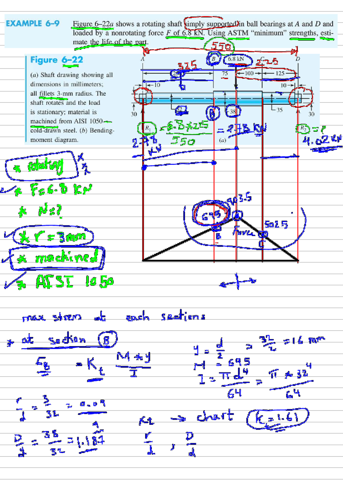 Shaft Problem Analysis: AISI 1050 Steel Load & Life Calculation - Studocu