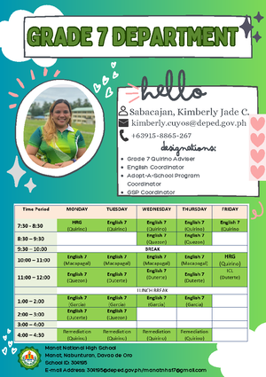 Q4 LE English 7 Lesson 2 Week 3 - IMPLEMENTATION OF THE MATATAG K TO 10 CURRICULUM Lesson ...