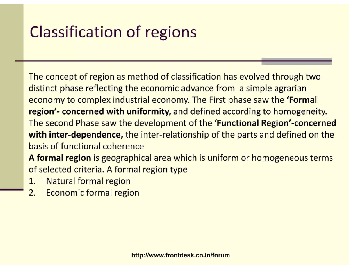 Classification of Regions: Key Concepts and Economic Implications - Studocu