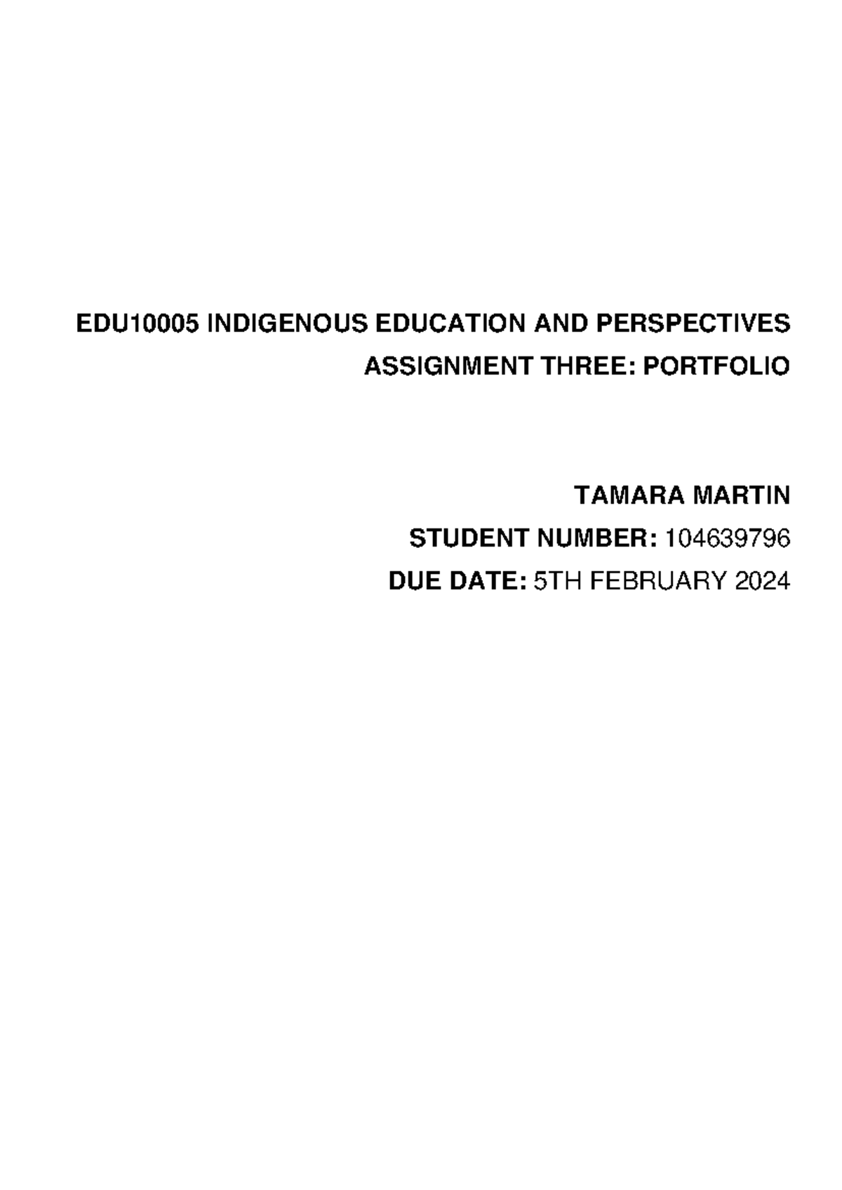 EDU10005 Assignment 3 Portfolio: Indigenous Education Insights - Studocu