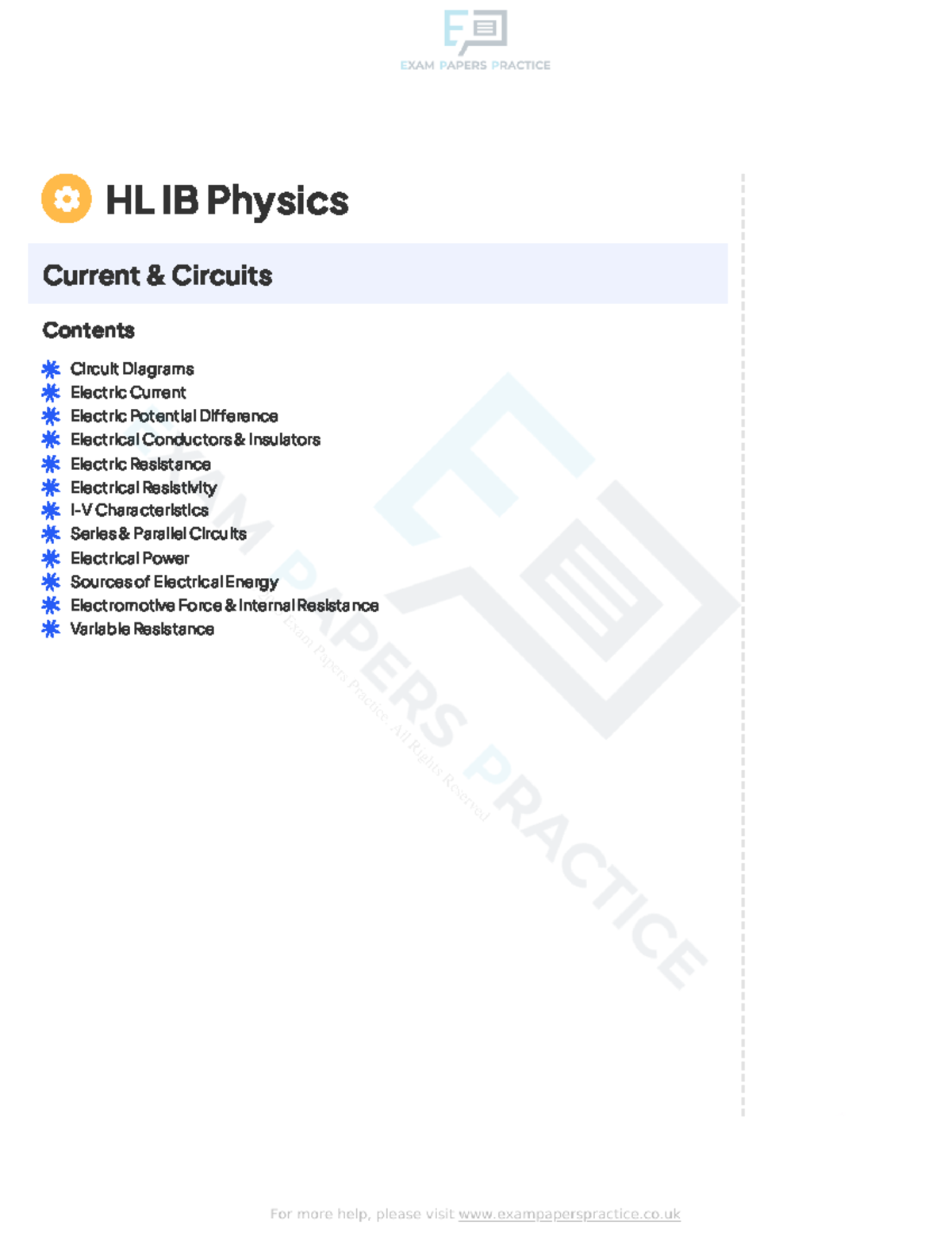 HL IB Physics: Current Circuits Overview and Key Concepts - Studocu