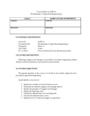 Animal Nutrition AND Feeding - Course Syllabus in AGRI 6 (Introduction ...