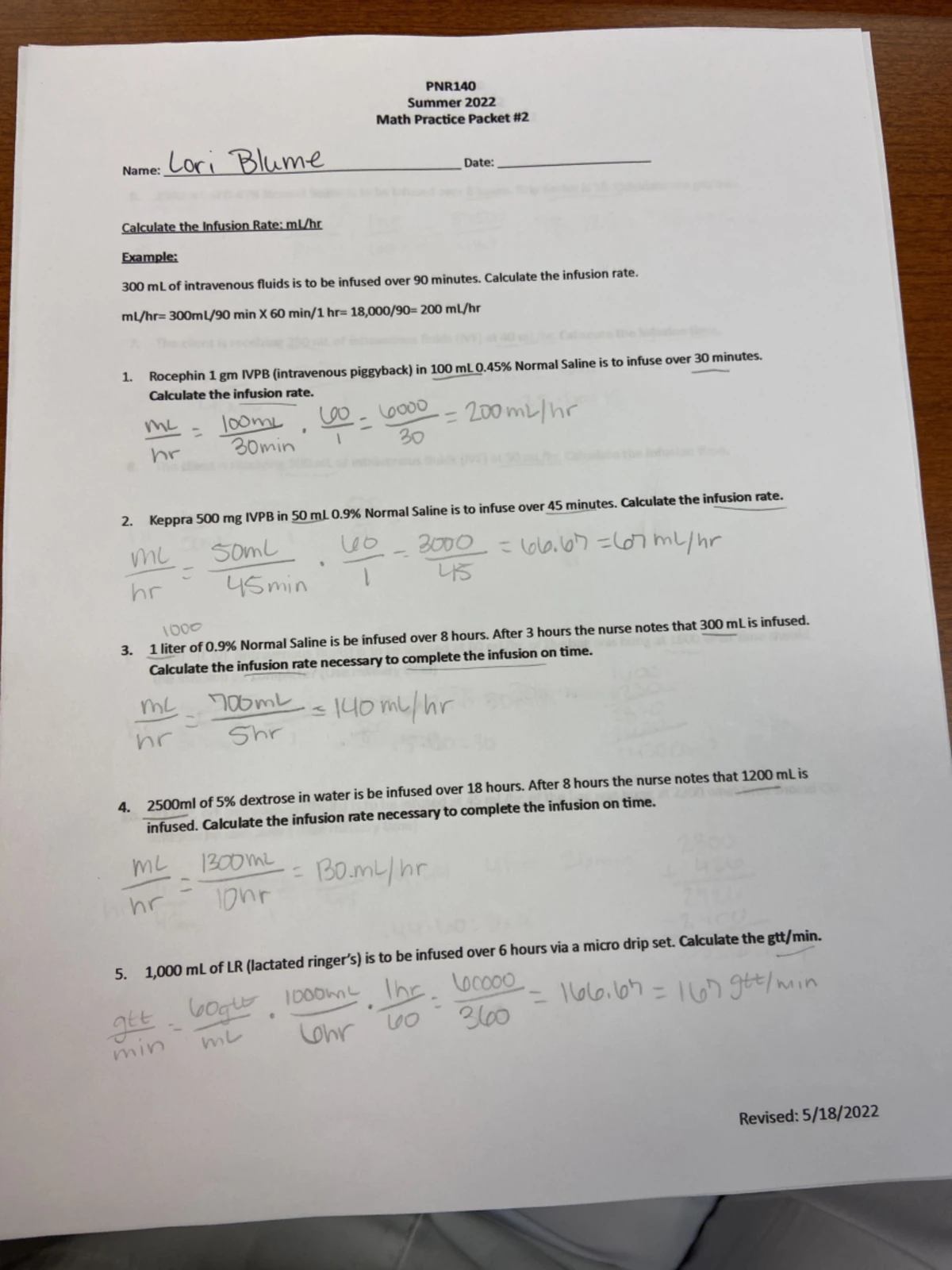 Math Test Practice - Dimensional analysis - PNR 154 Math Test Practice ...