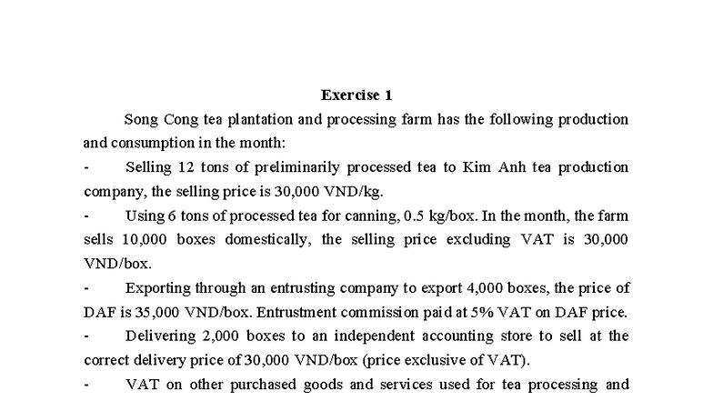 Exercise 1-8: VAT and Tax Calculations for Various Enterprises - Studocu