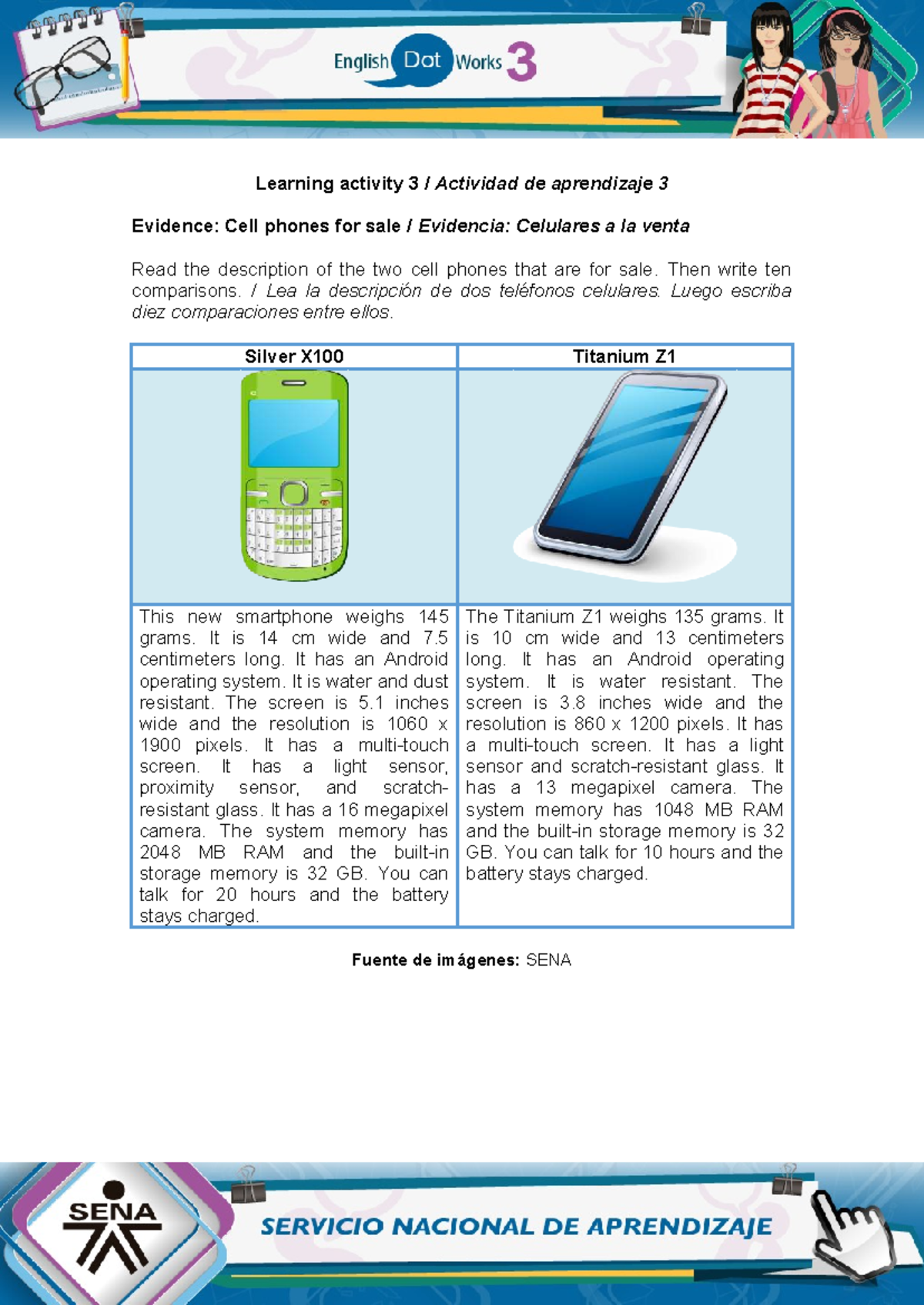 Comparative Analysis of Cell Phones: Silver X100 vs Titanium Z1 - Studocu
