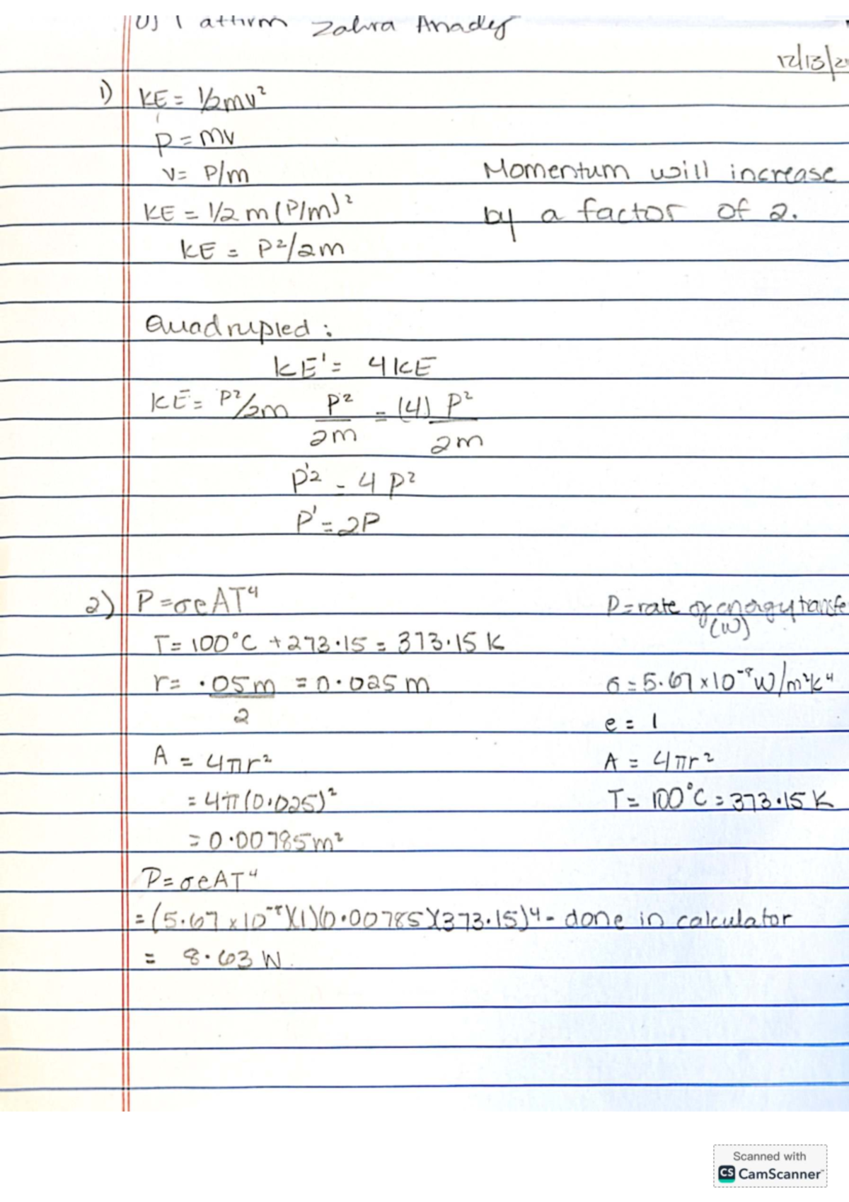 Physics 1 Homework: Momentum, Energy, and Motion Analysis - Studocu