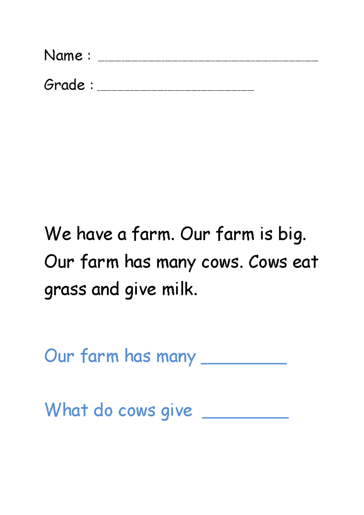 Comprehension Worksheets for Grade School Students - Studocu