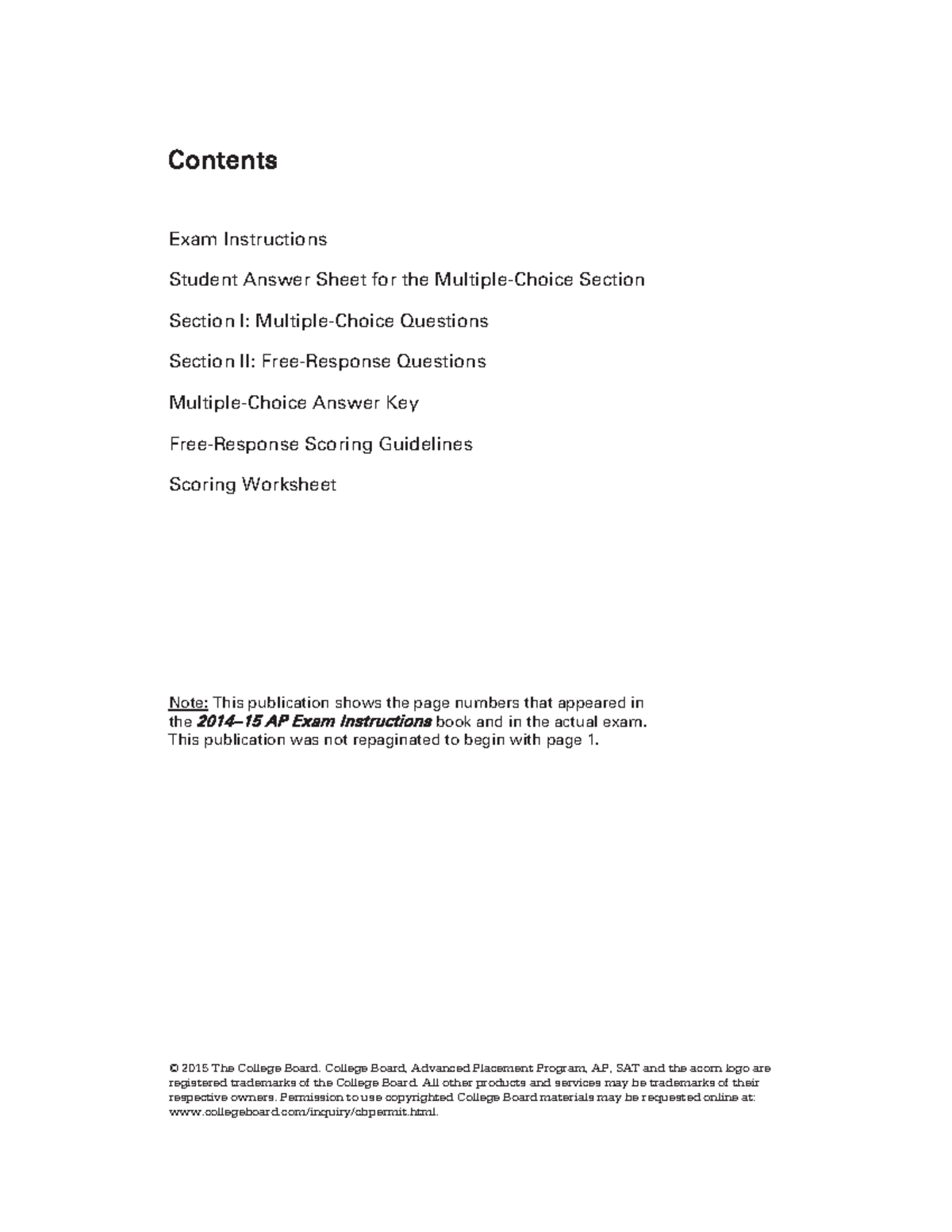 AP Chem 2015: Complete Practice Exam with Answers & Solutions - Studocu