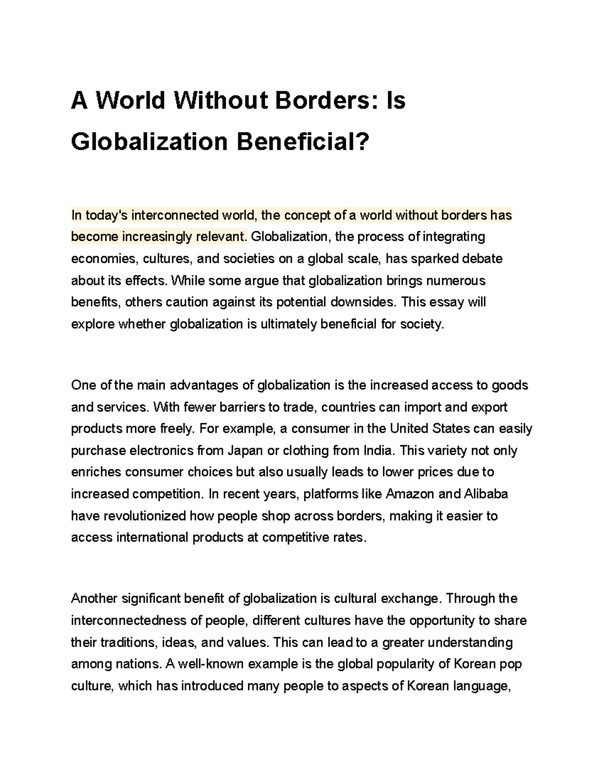 Globalization: Benefits and Challenges in a Borderless World - Studocu