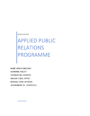[Solved] 2 Explain the following five key terms in PRISAs - Diploma in Public Relations - Studocu