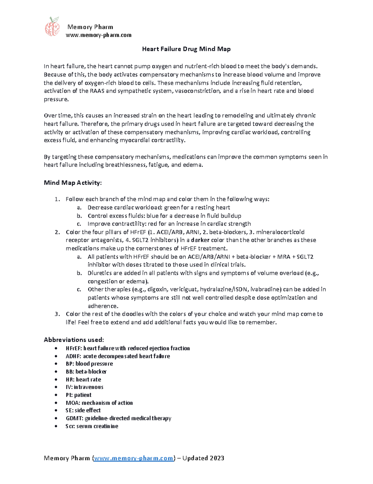 Heart failure roadmap - coloring page - Memory Pharm memory-pharm ...