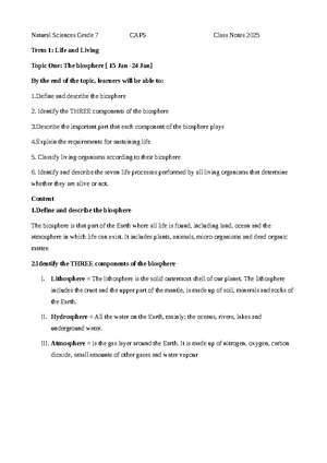 Worksheet Activity - The Biosphere with suggested answers - Worksheet ...