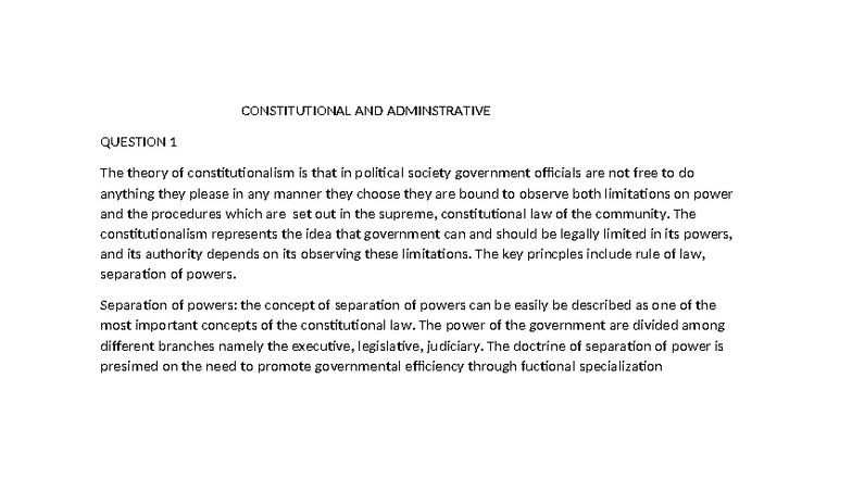 CONSTITUTIONAL AND ADMINISTRATIVE LAW: KEY PRINCIPLES AND THEORIES ...