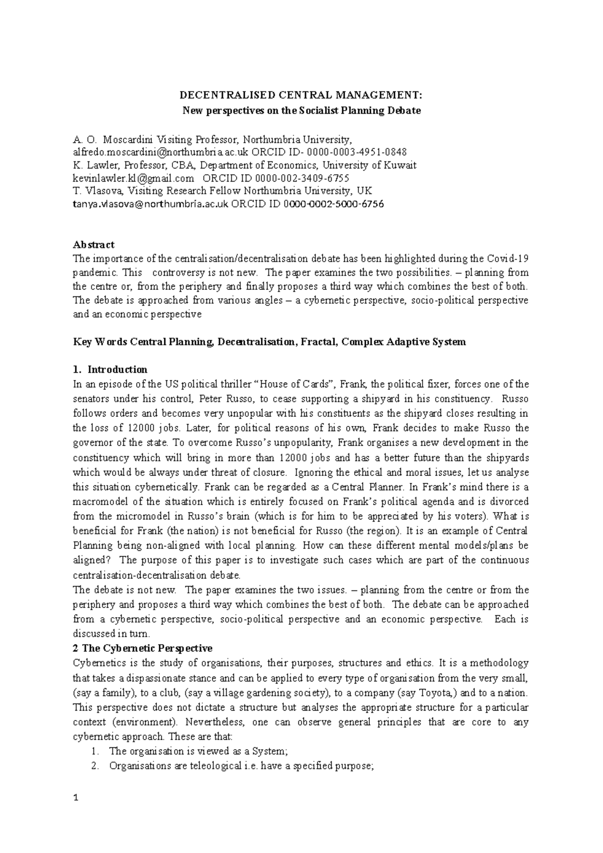 Decentralised Centralmanagement - DECENTRALISED CENTRAL MANAGEMENT: New ...
