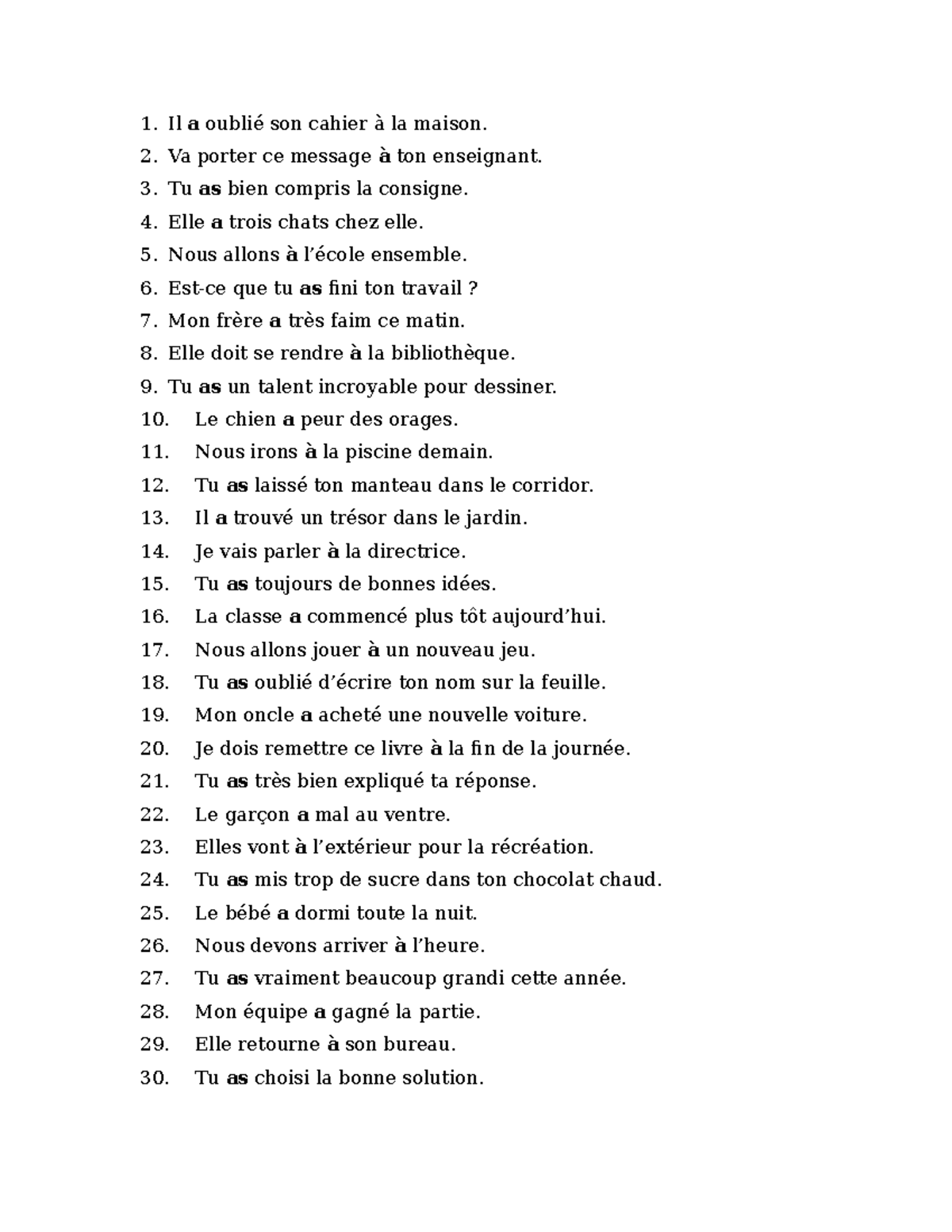 Liste des Homophones "a" - Exercices et Exemples - Studocu