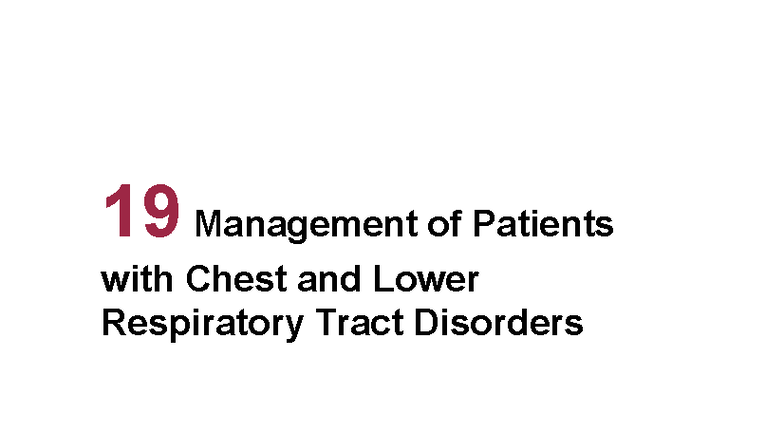 MDC 19 Management of Chest & Lower Respiratory Disorders - Studocu