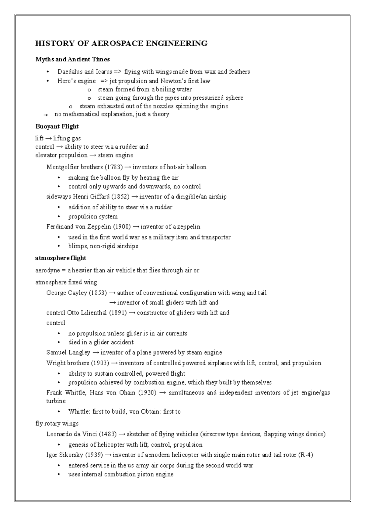 UNIT 1 History OF Aerospace Engineering - HISTORY OF AEROSPACE ...