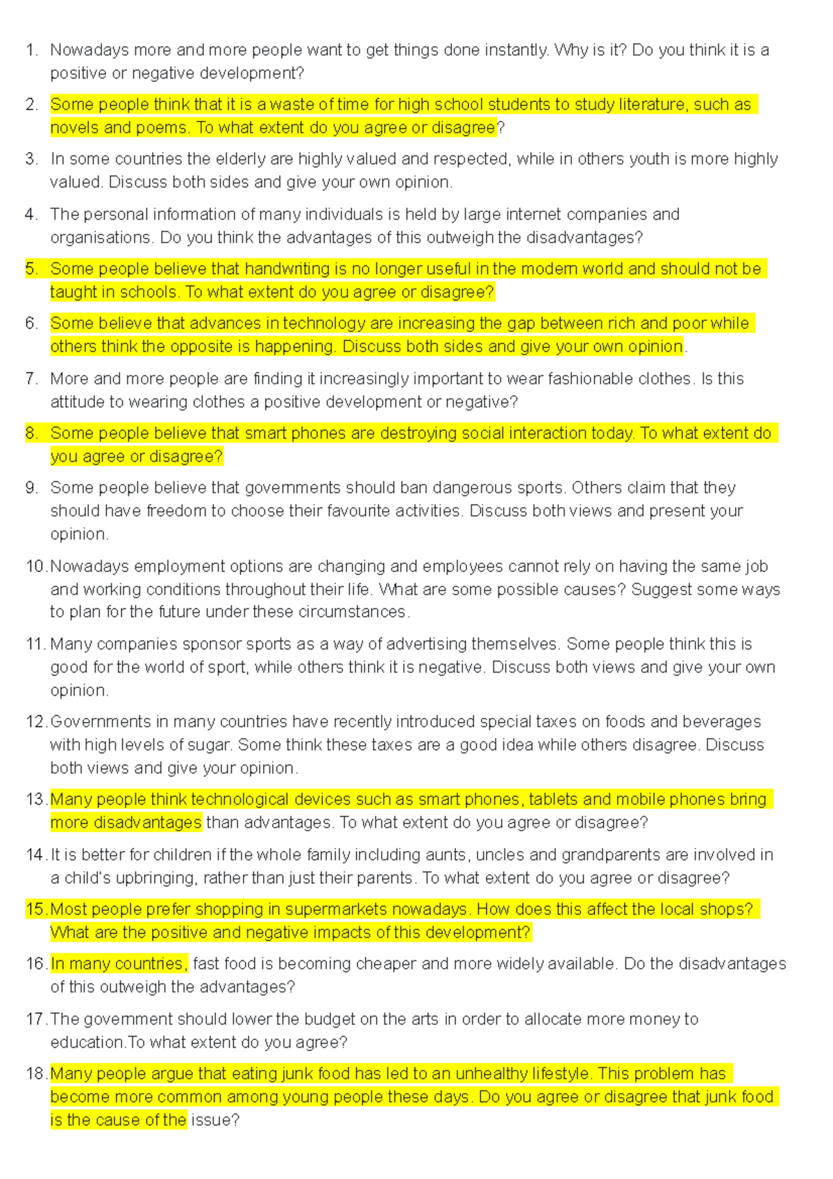 IELTS Writing Task 2: Common Topics and Discussion Points - Studocu