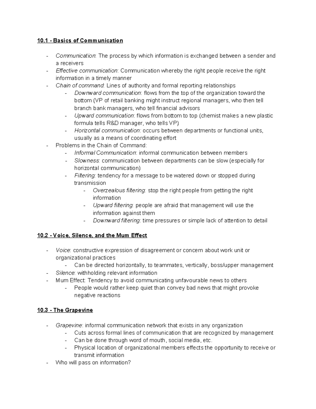 Week 7 - Ch 10 - Communication Basics and Strategies (MHR 405) - Studocu