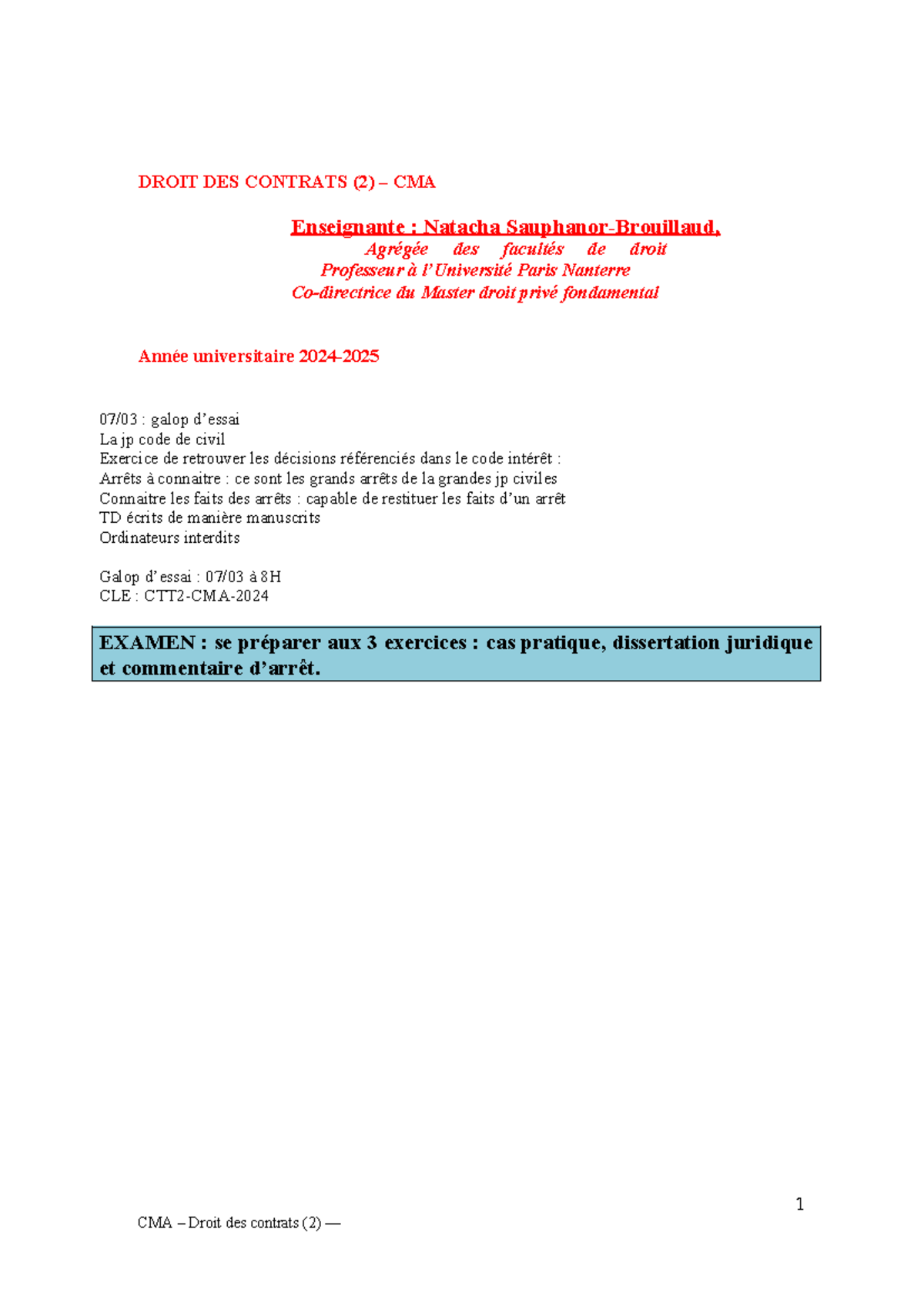 CM6 – Contrat d'Entreprise (2) – Partie 2 : Régime et Exécution du ...