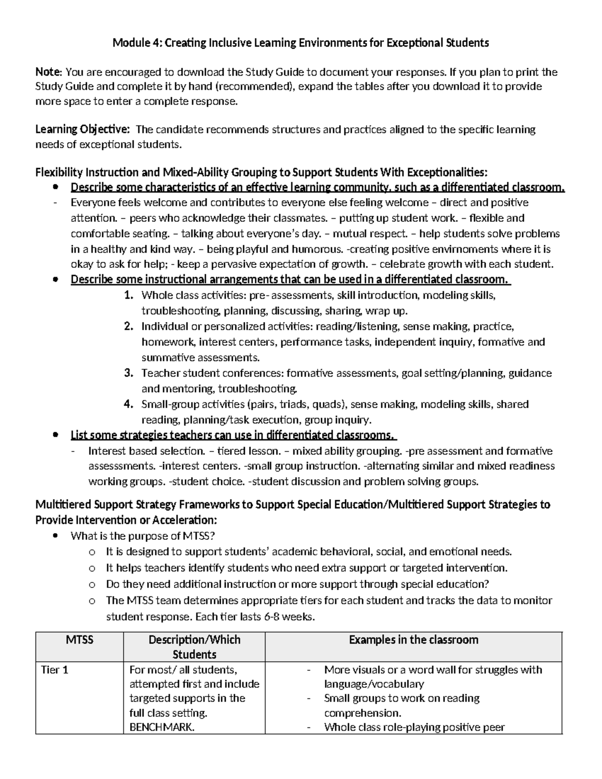 D096 Mod 4 - Inclusive Learning Environments Study Guide for D096 - Studocu