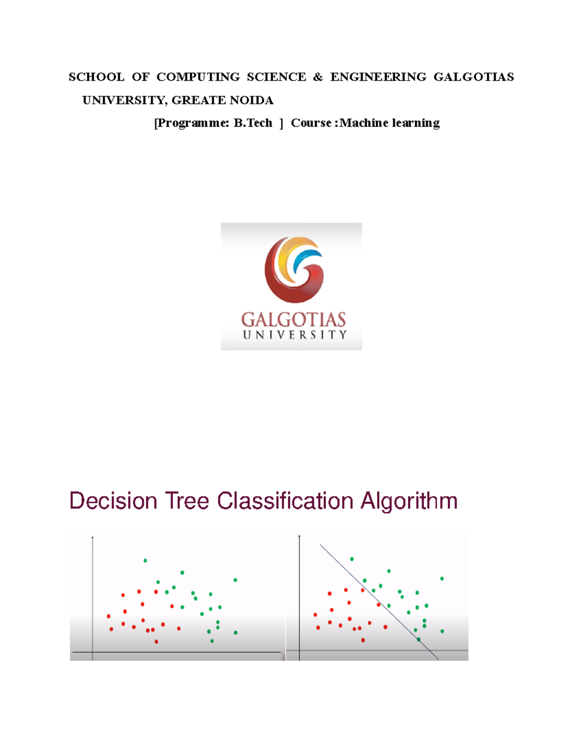 Decision Tree Classification Algorithm (CS-ML: Lecture Notes) - Studocu