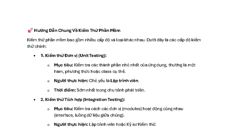 Hướng Dẫn Kiểm Thử Đơn Vị (Unit Testing) - Tài Liệu Học Tập - Studocu