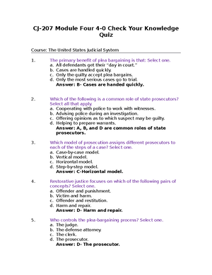 CJ 207 4-3 Quiz - Quiz for all of Module 4 - CJ-207 4-3 Module Four Quiz Course: The United ...