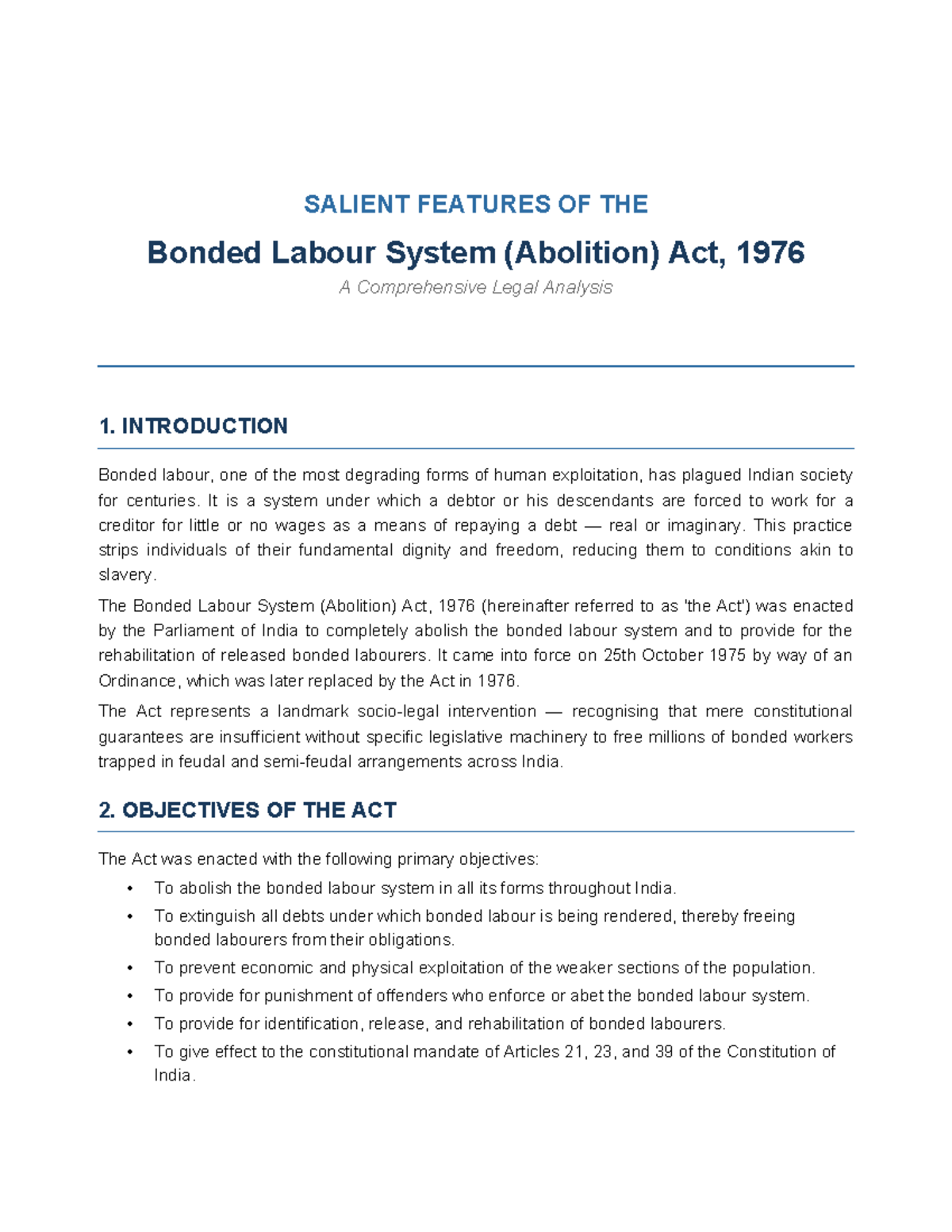 Bonded Labour System (Abolition) Act, 1976: Legal Insights and Analysis ...