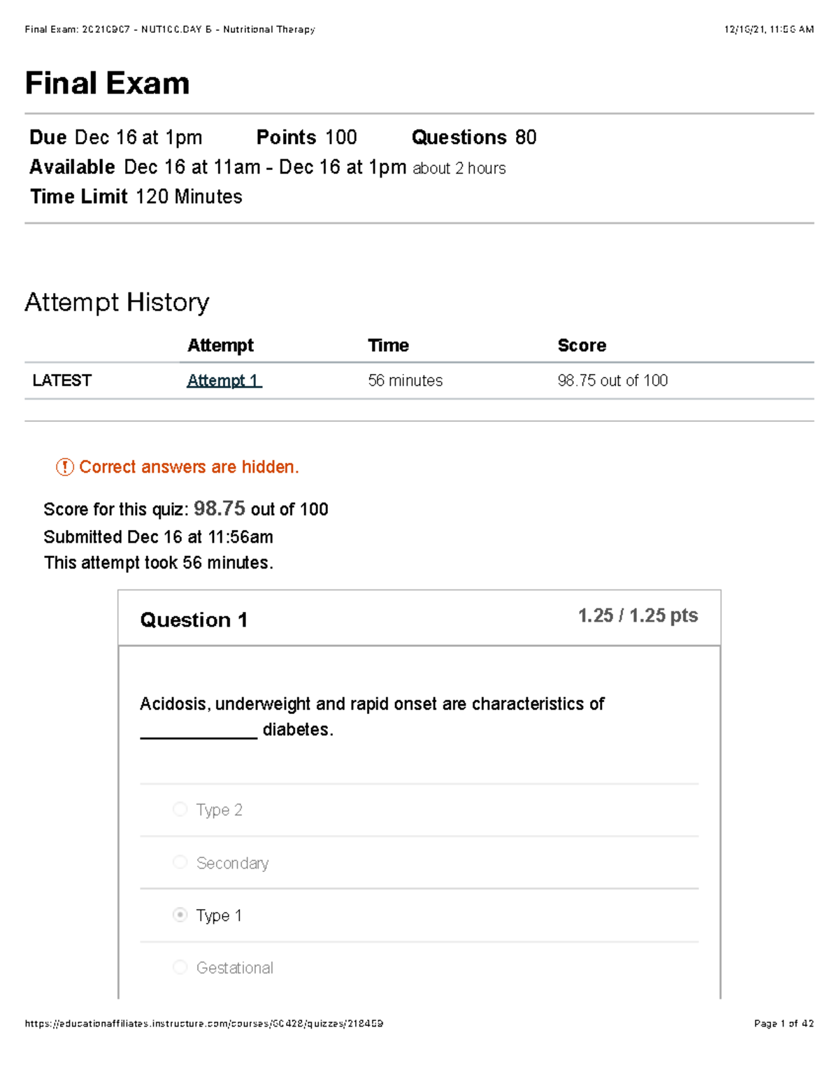 Final Exam Review: NUT100 Nutritional Therapy Insights - Studocu