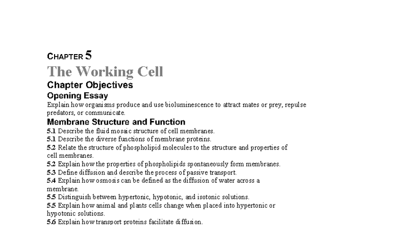 Chapter 5 Study Guide: The Working Cell (BIO 101) - Key Concepts ...