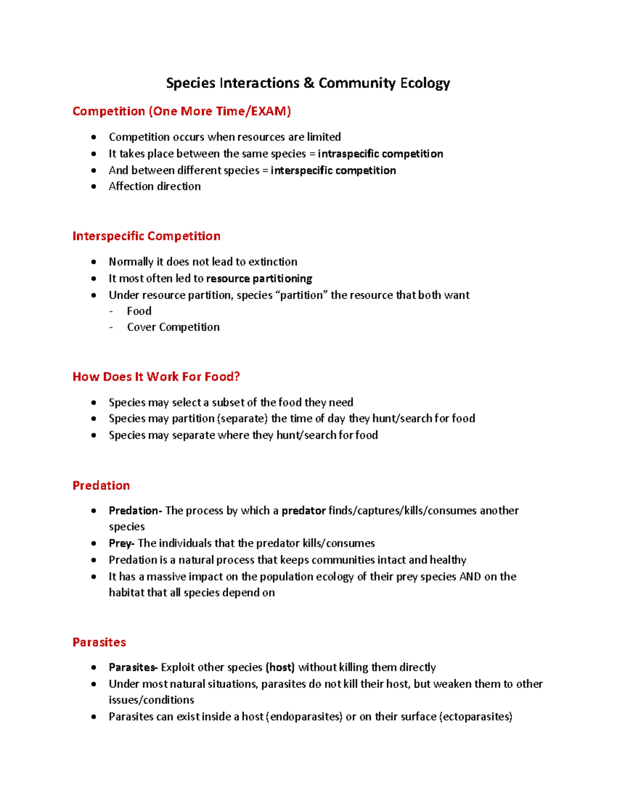 Lecture 4 - Species Interactions & Community Ecology - Species ...
