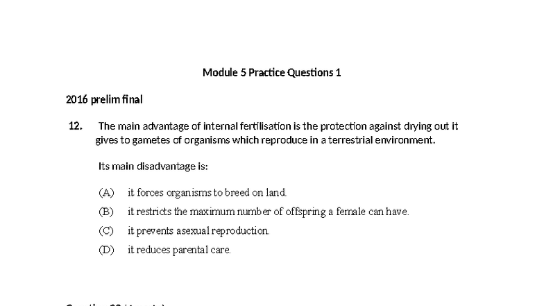 Module 5 Practice Questions: 2016 Prelim Final Exam Review - Studocu