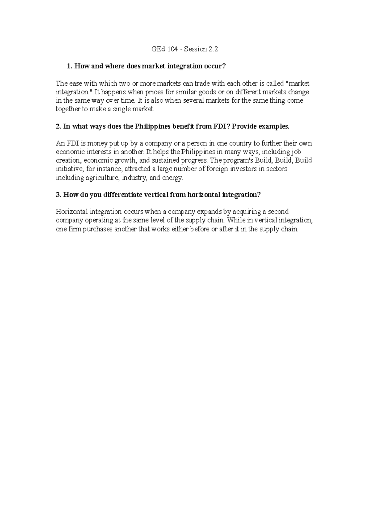TCW2 - Globalization - GEd 104 - Session 2. How and where does market ...