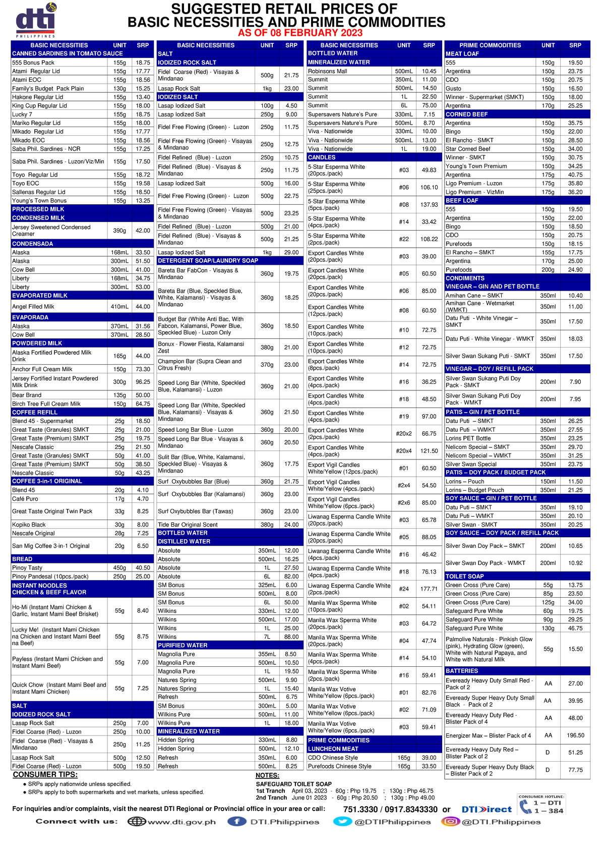 SRP DTI 02082023 - Suggested Retail Prices for Basic Necessities and ...