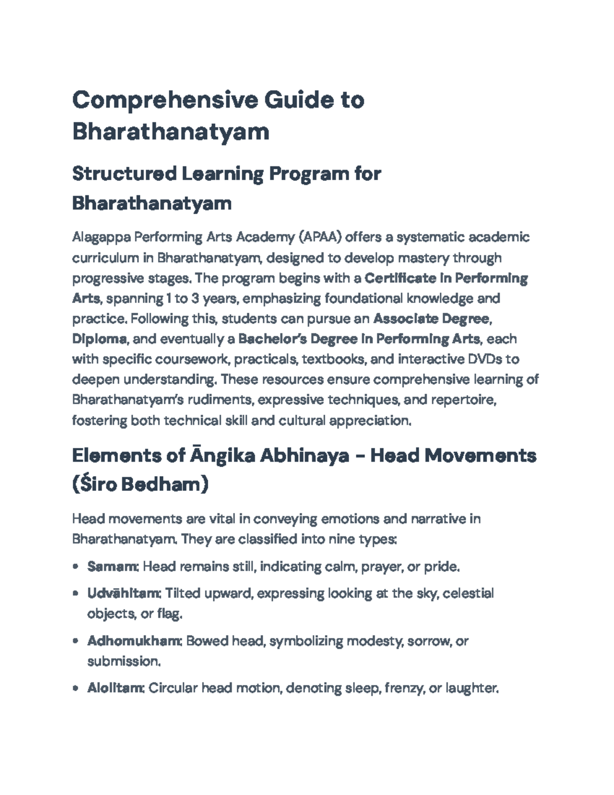 Comprehensive Guide to Bharathanatyam - APAA Structured Learning ...