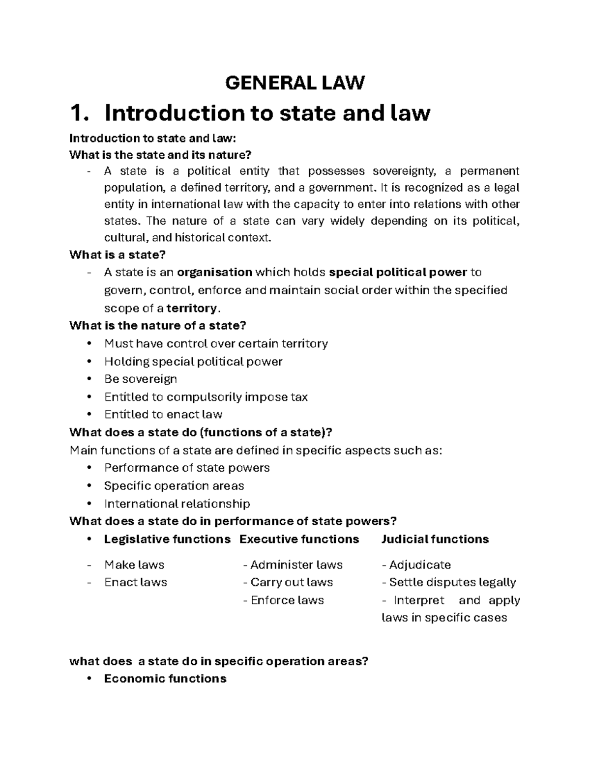 GENERAL LAW 1: Introduction to State and Law Concepts - Studocu