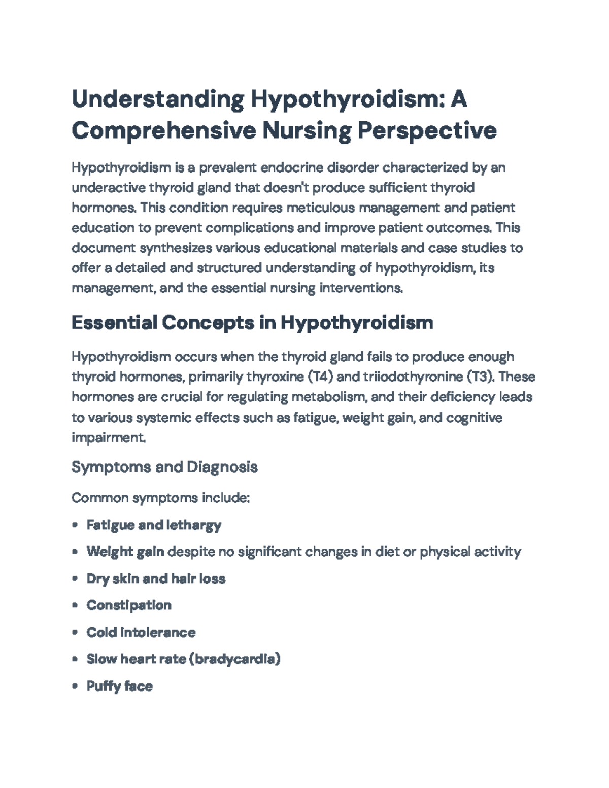 Understanding Hypothyroidism: Nursing Management and Interventions ...