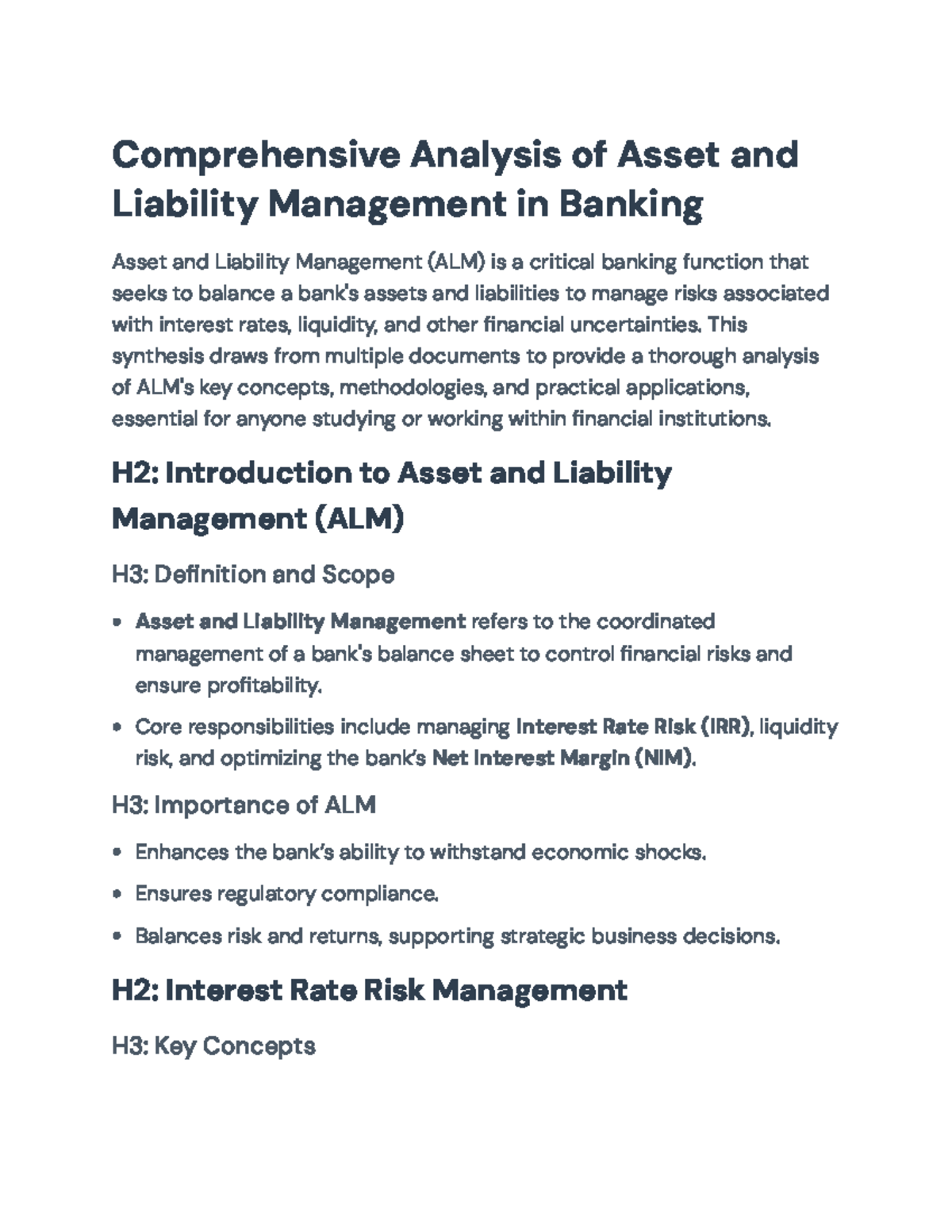 Comprehensive Analysis of Asset and Liability Management in Banking ...