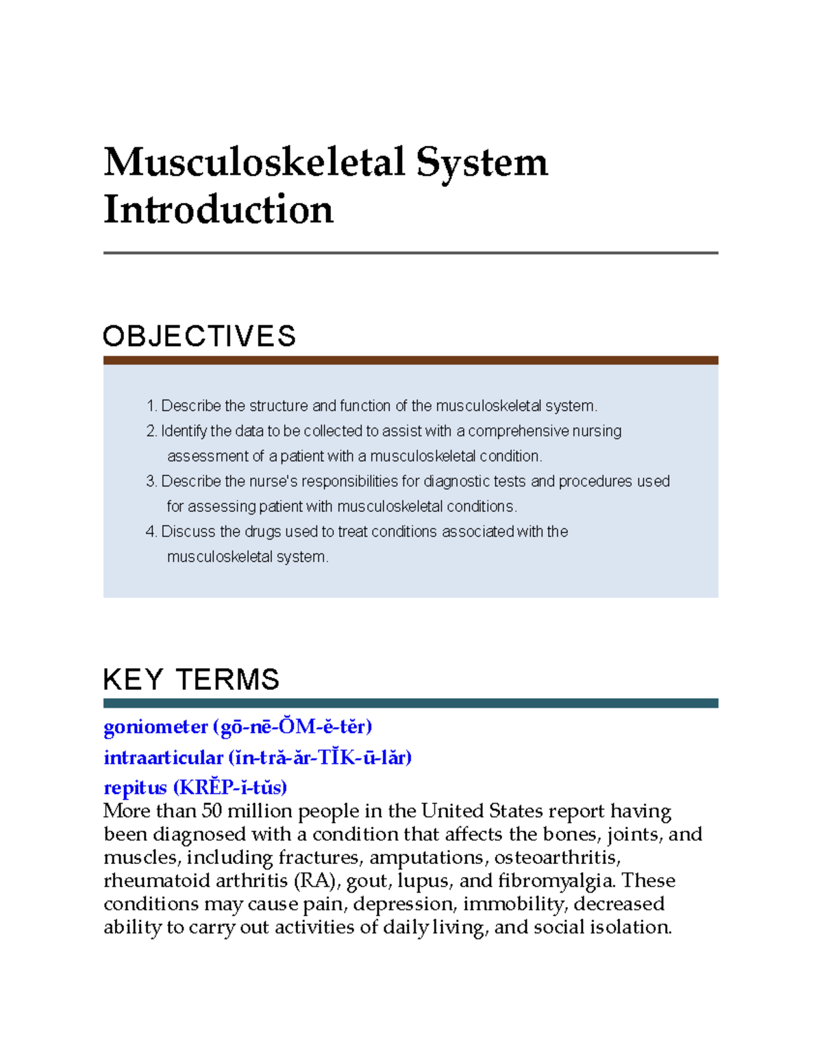 Musculoskeletal System Overview: Nursing Assessment & Care (MEDSURG 43 ...
