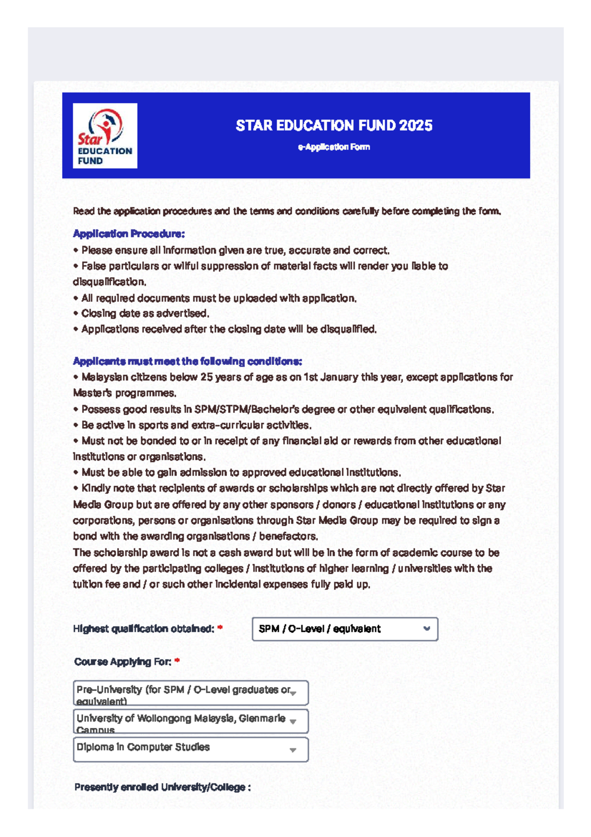 STAR EDUCATION FUND 2025 Application Guidelines and Requirements - Studocu