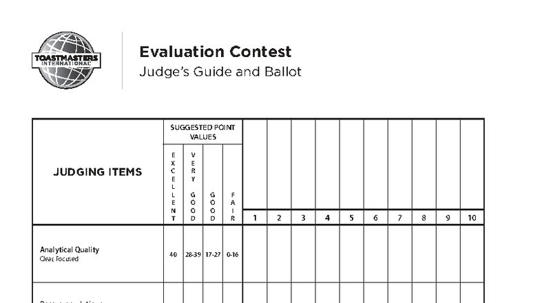 Evaluation Contest Judges Guide & Ballot (1179) - Studocu